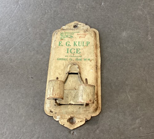 Vintage Advertising Broom Holder E.G. Kulp Ice Dealer Lansdale PA Free ...