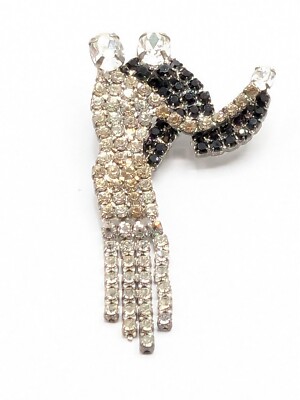 Vintage Rhinestone Dancing Couple Brooch Pin Silver Tone | eBay