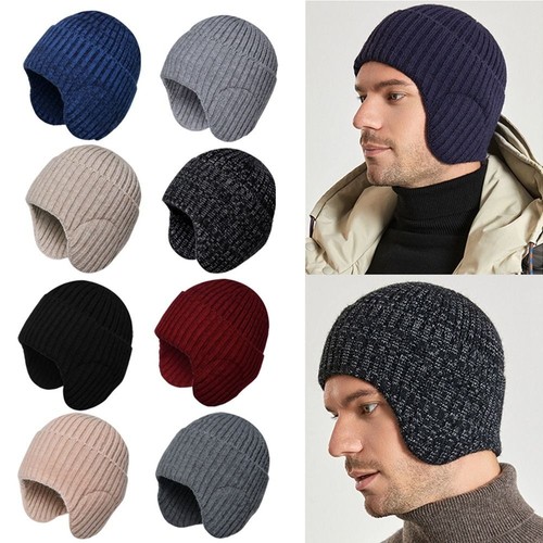 Ear Cover Winter Knitted Hat Cycling Protective Pullover Cap Outdoor ...