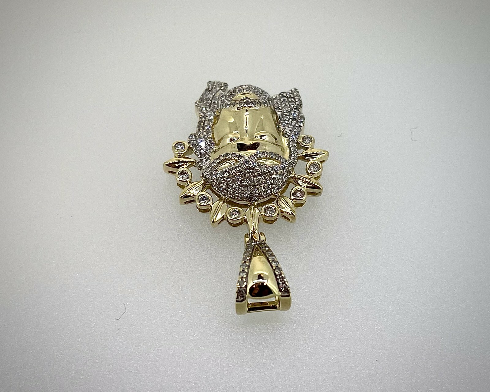10K Yellow Gold Jesus Depiction “Crown of Thorns” Diamond Studded ...