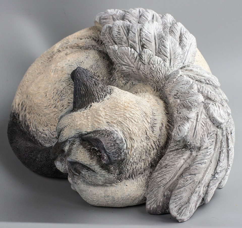 Siamese Cat Angel Cremation Urn Sculpture Pet Ashes Keepsake Memorial ...