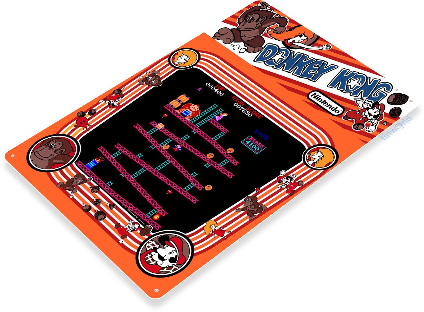 TIN SIGN Donkey Kong Arcade, 80's, Retro, Console, Marquee, Game Room ...