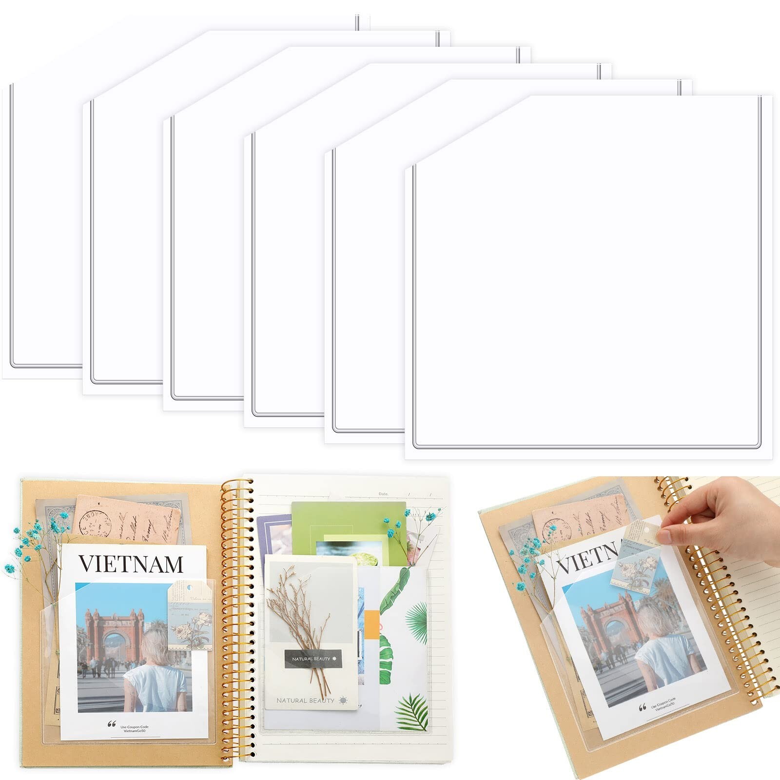 Adhesive Clear Corner Pockets 6 x 6 Inch Sticky Pocket Self Adhesive ...