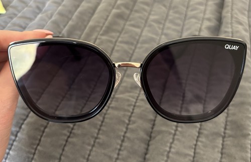 NEW! Quay Flat Out Black Sunglasses Gold frame Cat Eye | eBay