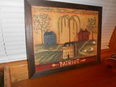 GR8T PRICE! NWT"PATRIOT"Folk Art Primit.Signed PAT FISCHER Textured ...