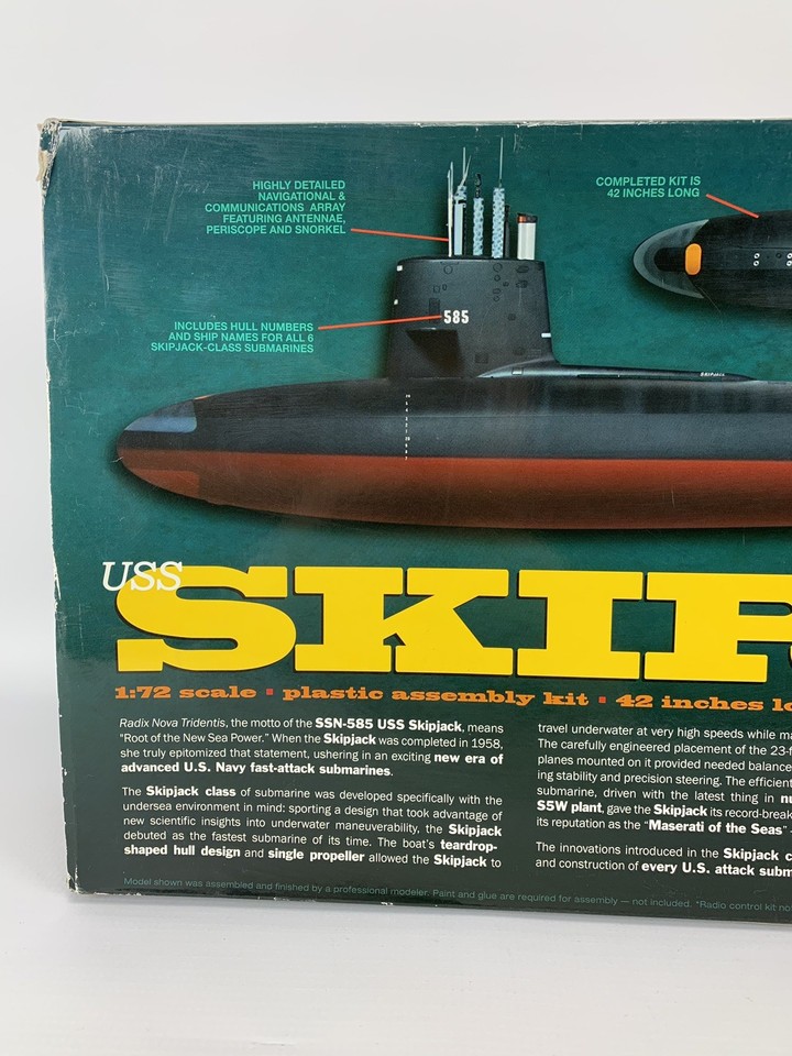 USS 585 Skipjack Moebius Models 1:72 Scale Kit Submarine 42” Display ...