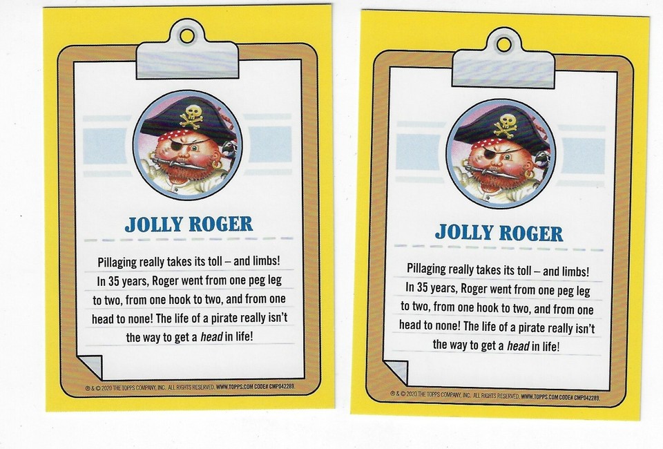 2020 GARBAGE PAIL KIDS 35th ANNIVERSARY JOLLY ROGER & BOOGER GREEN YO ...