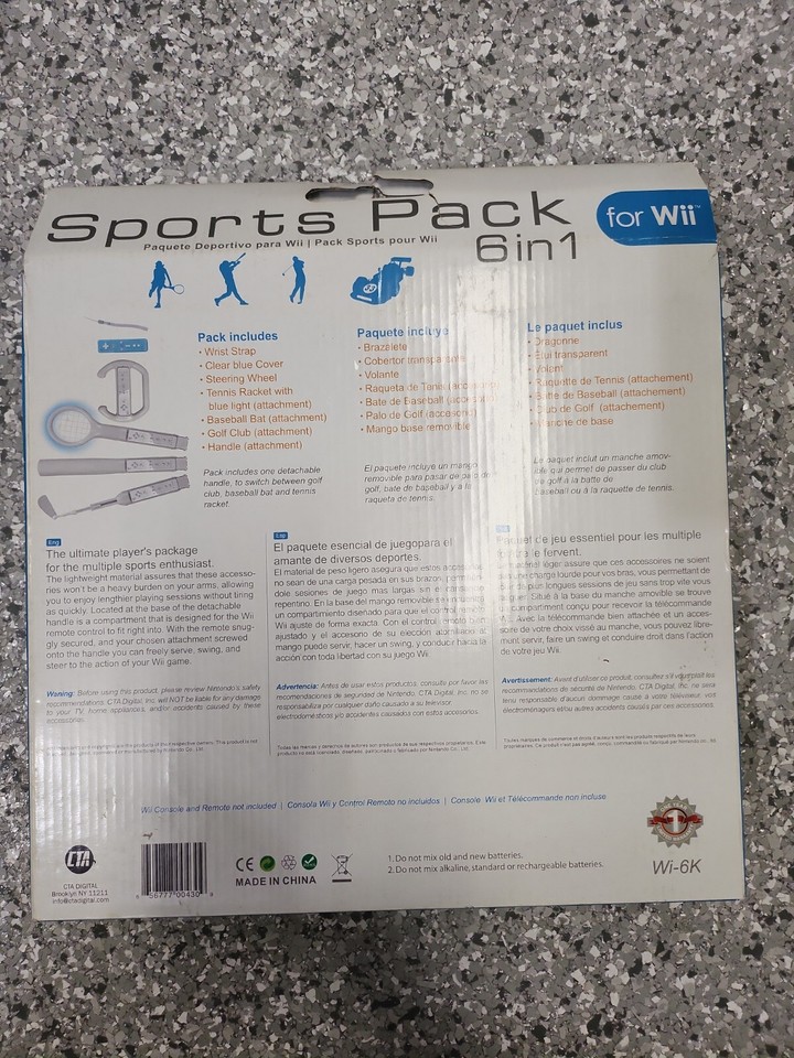Sports Pack for Nintendo Wii 6 in 1 Accessory Pack Wii Sports White New ...