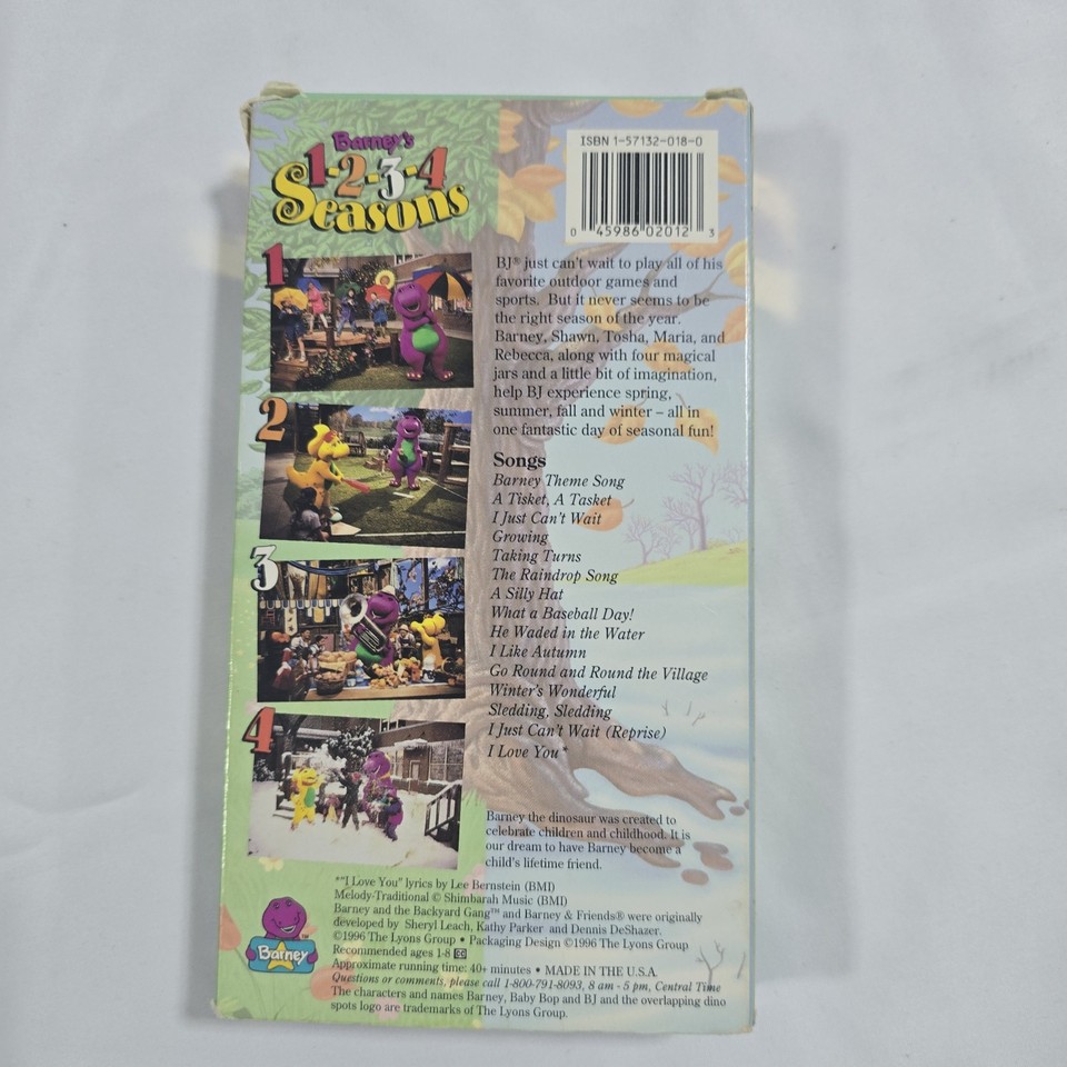 Barney - Barneys 1-2-3-4 Seasons (VHS, 1996) | eBay