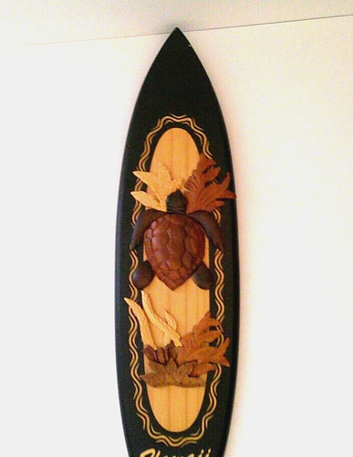 Hawaiian Handcrafted Surfboard Wall Plaque with Sea Turtle Tiki Bar ...