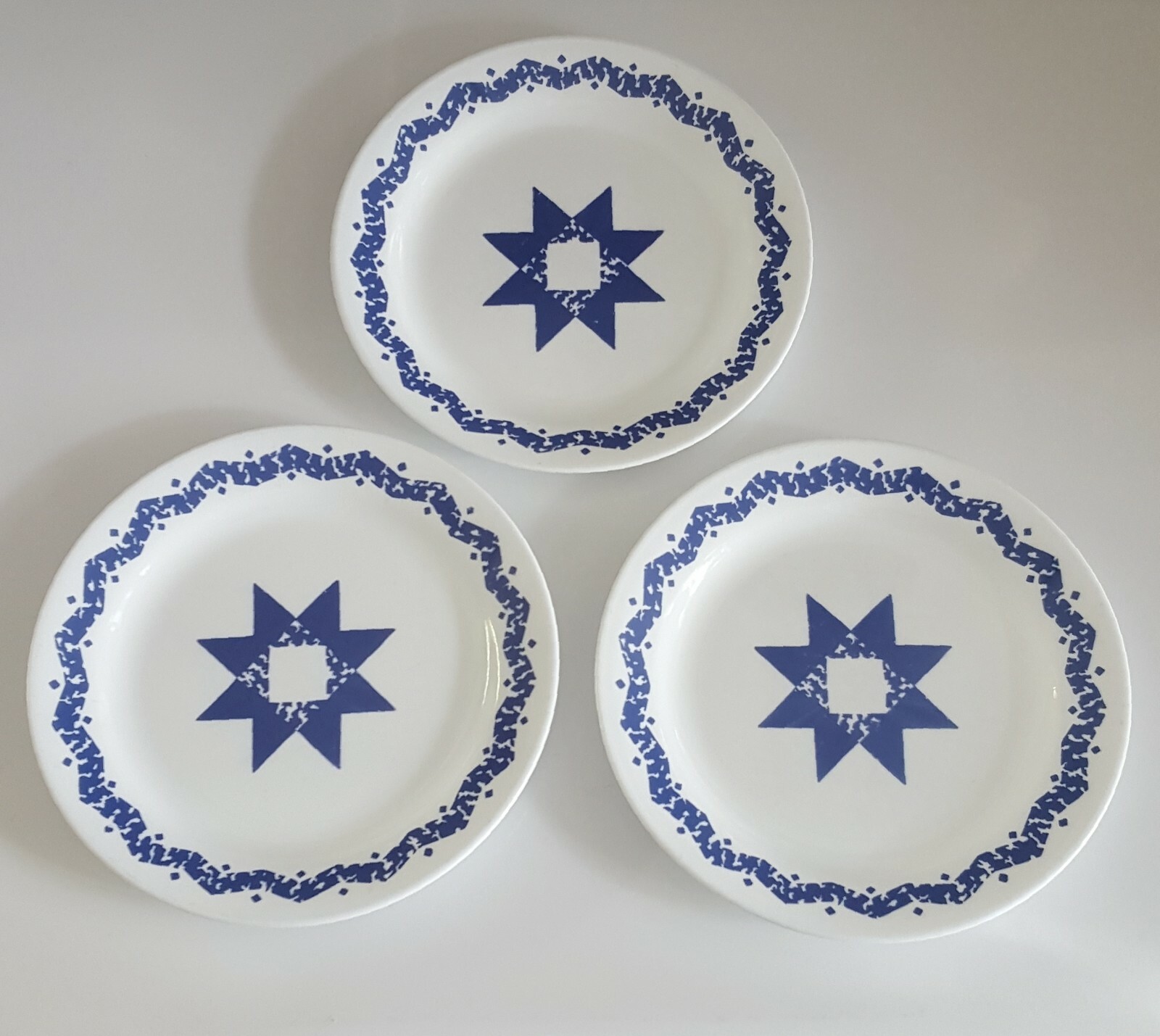 3 Vintage CORELLE by Corning BLUE STAR Discontinued Pattern 7.25 ...