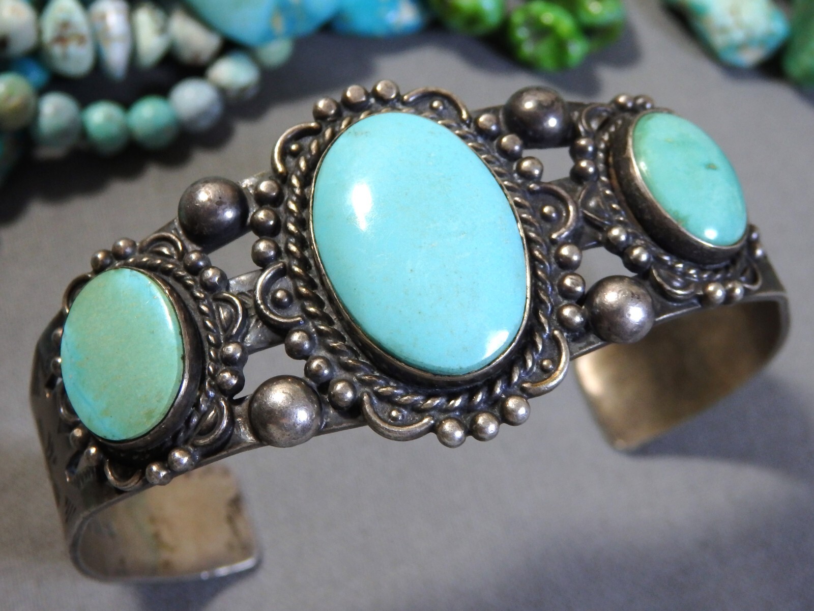 Fred Harvey Era NAVAJO Natural BLUE GEM TURQUOISE Ste… - Gem
