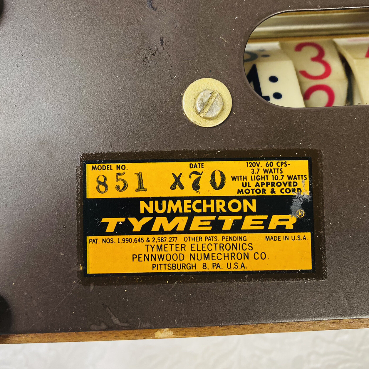 Vintage Tymeter Numechron 1970 Model 851 Pennwood Electric Flip Clock ...