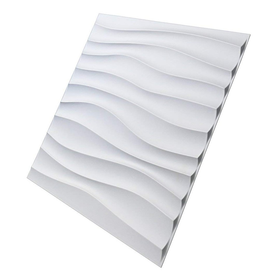 Art3d Plastic 3D Wall Panel PVC Wave Wall Design, White, 19.7" x 19.7 ...
