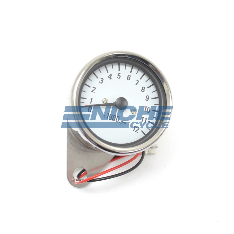 Universal Mini Tach White Motorcycle Mechanical 12K RPM Tachometer ...
