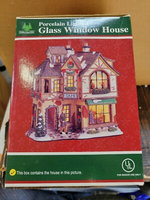 Holiday Expressions - Porcelain Lighted Glass Window House - Cafe | eBay