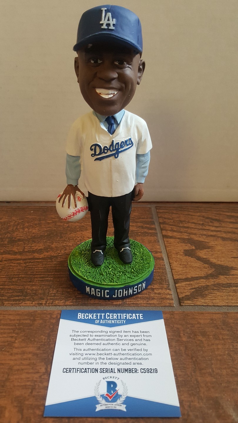 Magic Johnson Signed Los Angeles Dodgers Baseball Bobblehead *Lakers ...