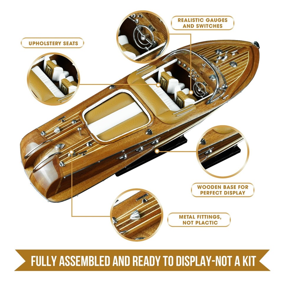 1:16 Riva Aquarama Wooden Model Ship Handmade Model Boat Decor 21" | eBay