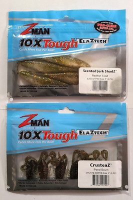 Zman ElaZtech 5" Scented Jerk ShadZ & 2" CrusteaZ Swimbait Fishing ...