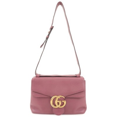 GUCCI GG Marmont Leather Shoulder Bag Rose Pink 401173 Authentic Used F ...