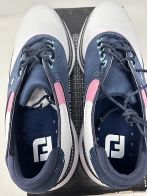 FootJoy Traditions Mens US Size 9.5 Saddle Golf Shoes White/Blue