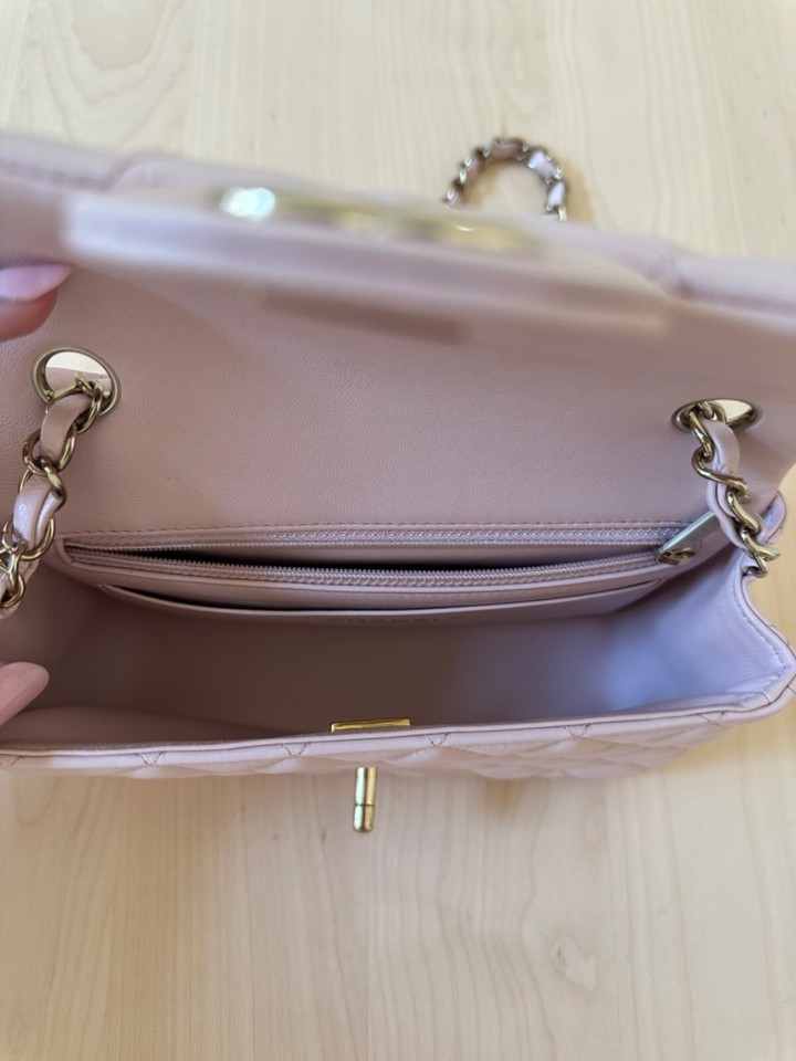 New 24S Chanel Light Pink Classic Mini Flap Bag Handbag 2024 Rare Gold ...