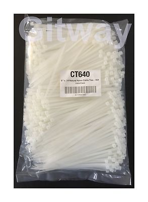 1000 Set 6" Long Nylon Plastic White Wire Cable Loop Zip Tie Ty Ties ...