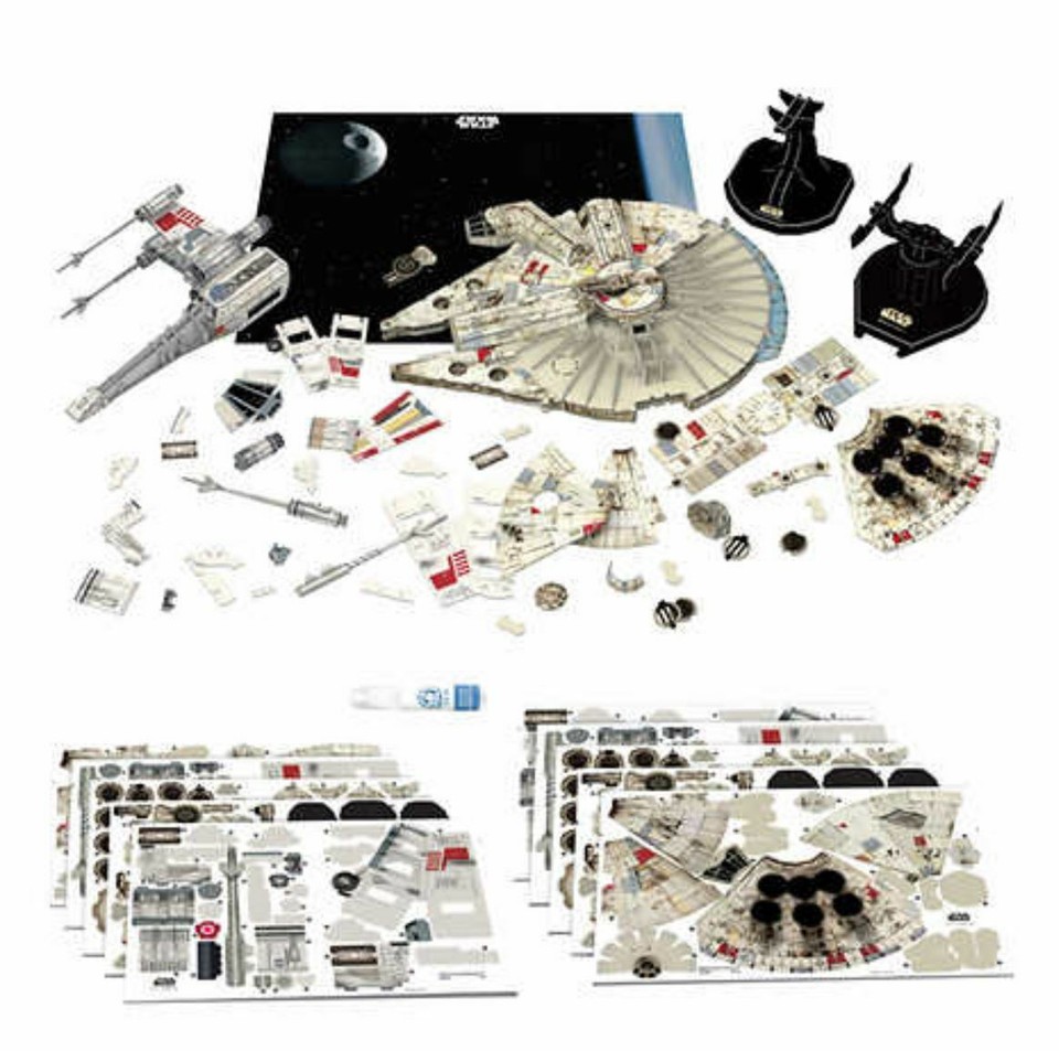 NEW Star Wars Millennium Falcon & X-Wing Starfighter Set Paper Model ...