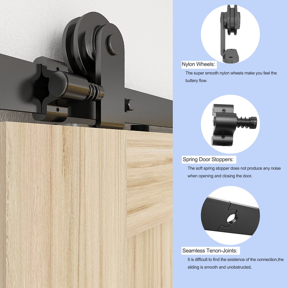 4-13FT Sliding Wood Barn Door Track System Kit Hardware Set Single ...