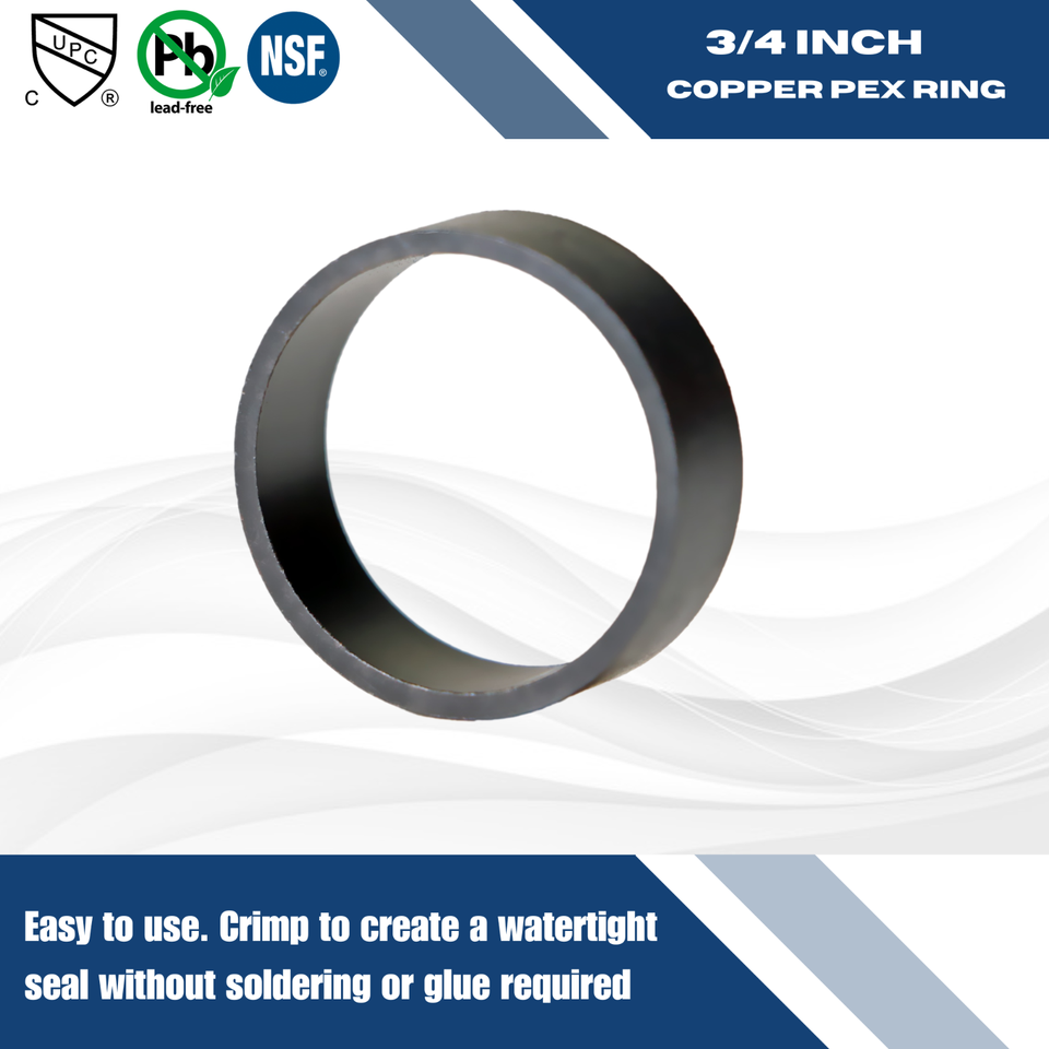 100 Pack XFITTING 3/4" Pex Copper Ring, 3/4 inch Pex B Crimp Ring, Lead ...