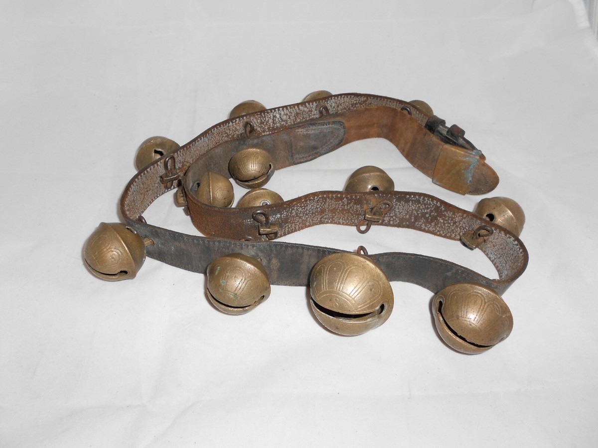 Large Antique Sleigh Bells Vintage Rare! Antique BRASS SLEIGH BELLS,