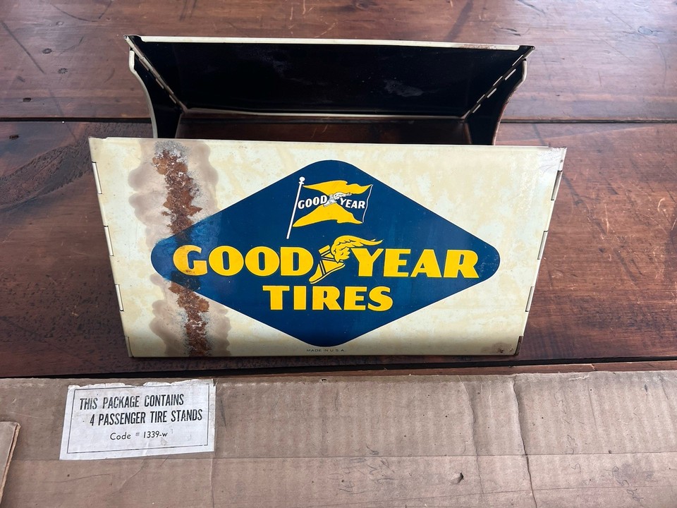 Vintage RARE Goodyear Tires Rack Stand Store sign Display Logo Metal ...