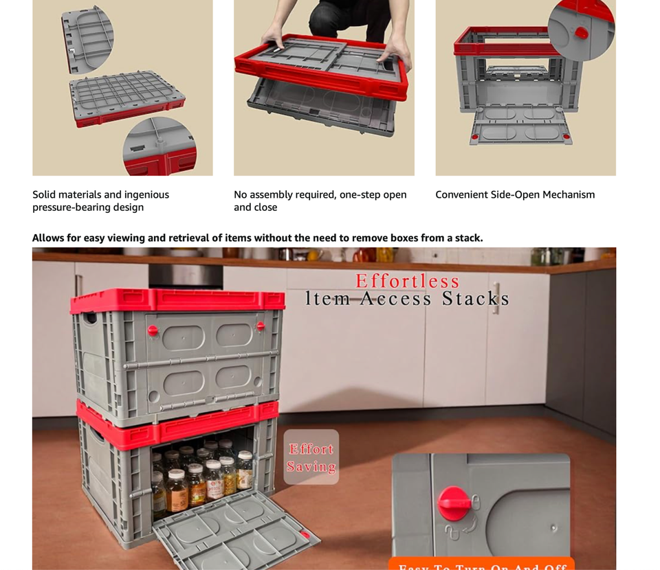 lowmultiply Collapsible Utility Crate, Expanded Dimensions(21.3Gal ...