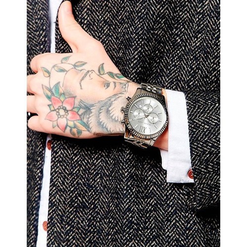 MICHAEL KORS MK8405 Lexington Chronograph Silver Dial Men's Wrist Watch ...