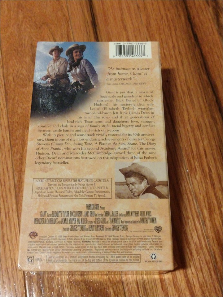 Giant (VHS, 1996, 2-Tape Set, 2-Pack Letterboxed 40th Anniversary ...