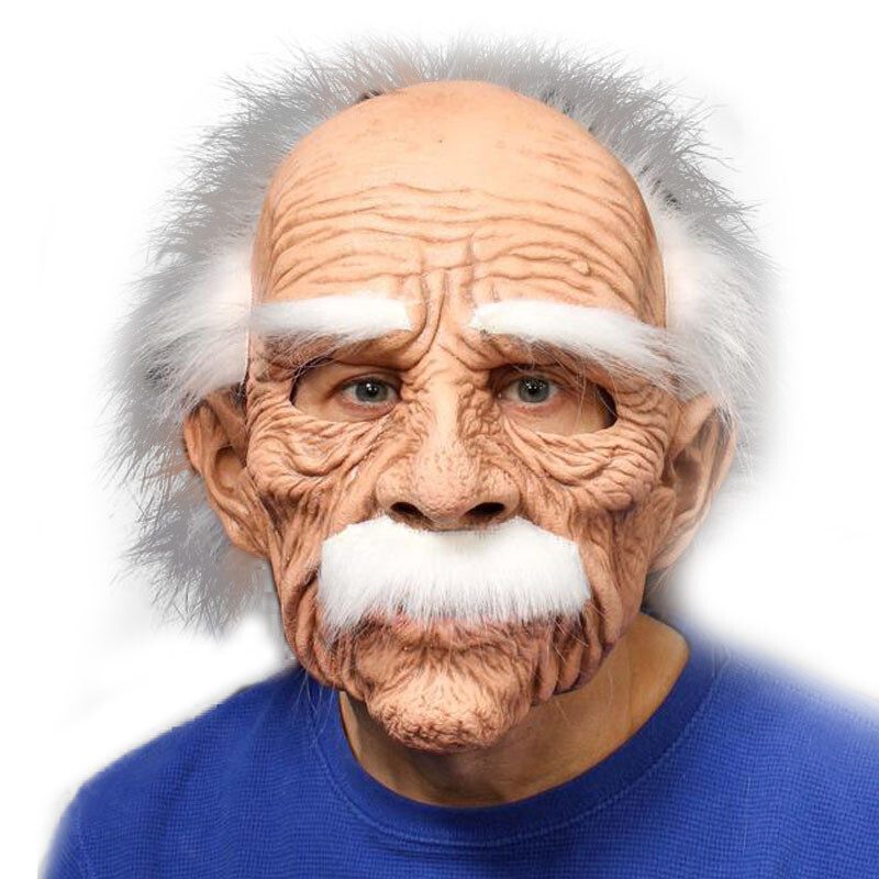Bald Old Man Wrinkle Face Mask Cosplay Disguise Mask Halloween Party ...