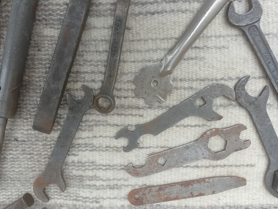 Vintage job lot car metal & woodwork tools & spanners (hazet/rawlplug ...