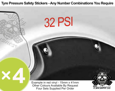 Tyre Pressure PSI Stickers x4 Car Van Hire Taxi Bus ANY NUMBERS - 9 ...