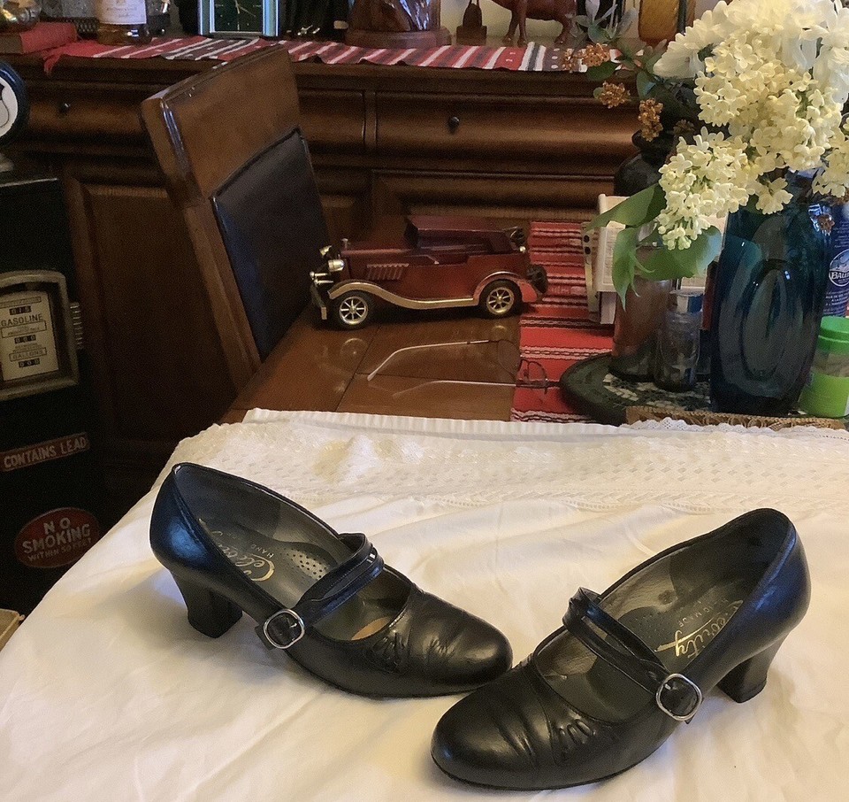 50’s vintage women shoes Celebrity black hand made leather size 5.5 | eBay