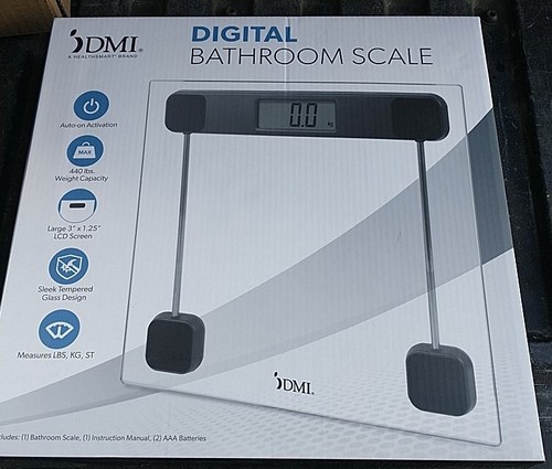 DMI Tempered Glass Digital Bathroom Scale with Large LCD Screen, Auto ...