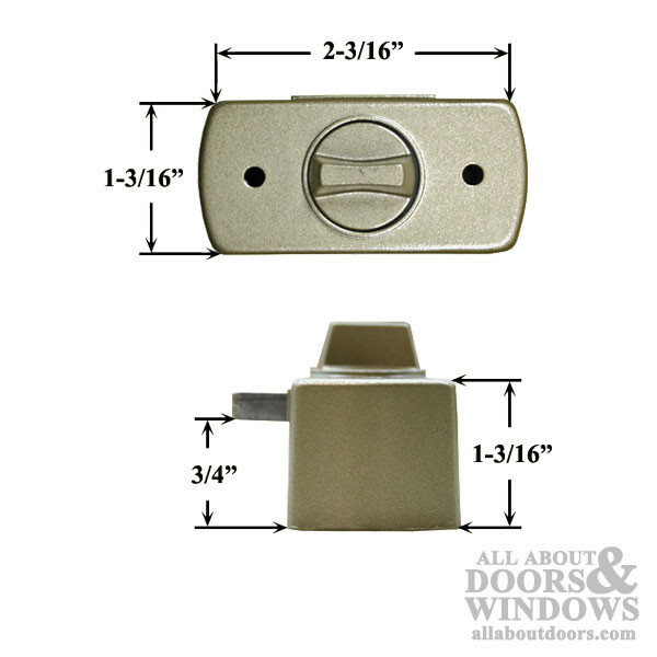 Storm Door Deadbolt Inside Lock .75 Inch offset .5 Inch Throw Champagne ...