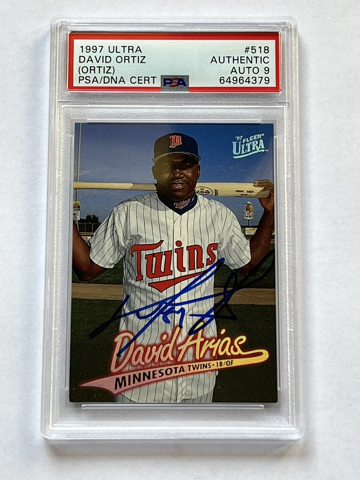 David Arias Ortiz Signed 1997 Fleer Ultra #518 Rookie Card RC PSA/DNA 9 ...
