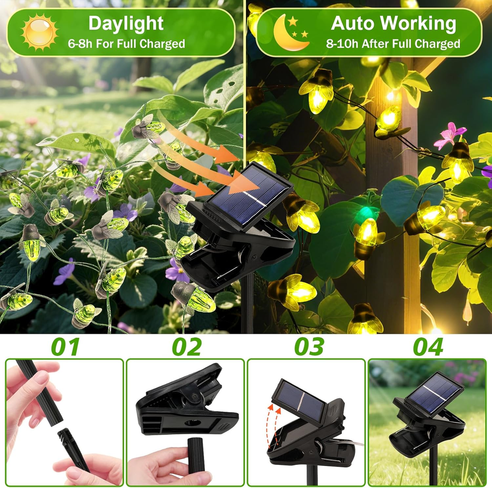 Solar Powered Firefly Lights Bugs, 19.6FT 30 LED Solar Fireflies Lightning Bugs 7445032717718| eBay