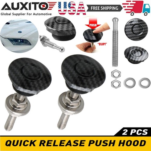 2*Push Button Quick Release Hood Bonnet Pins Lock Clip Car Bumper Latch ...