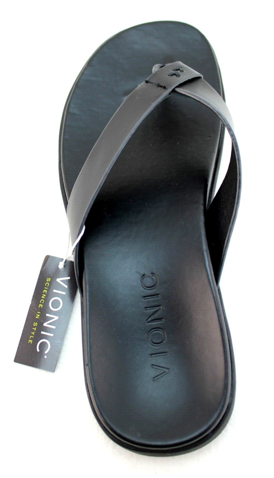 New VIONIC Elijah Toe Post Size 8 Black Leather Orthotic Men's Flip ...