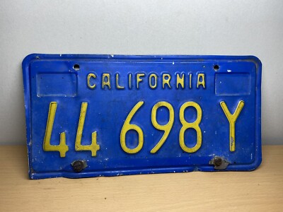 VINTAGE Yellow on Blue California License Plate | eBay