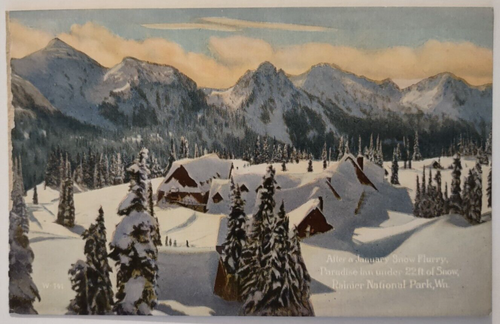 Vintage Paradise Inn Under Snow Mt Rainier Washington Divided Back ...
