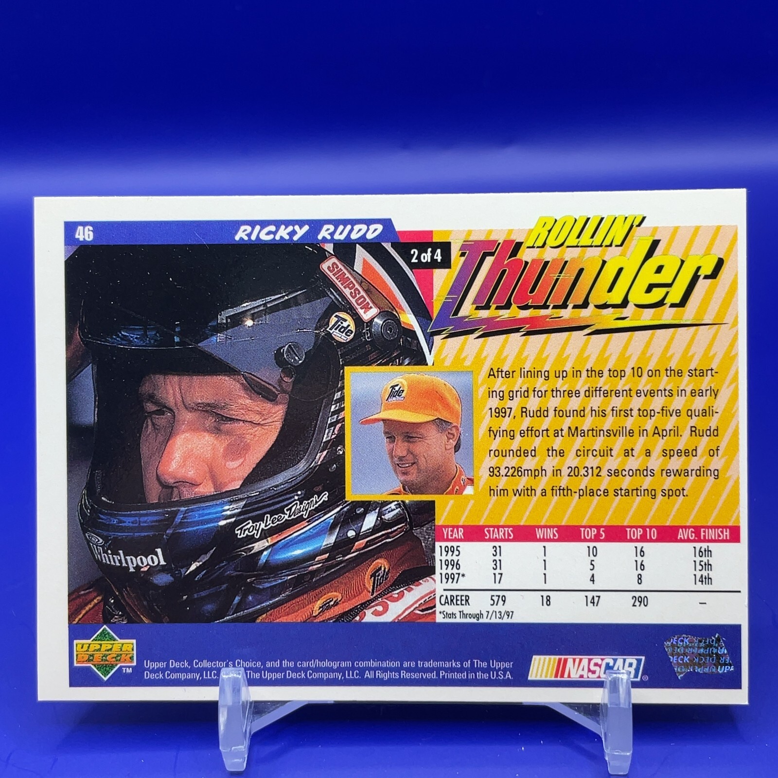 Ricky Rudo No.46 Car Card Motor classic NASCAR 1997 F/S | eBay