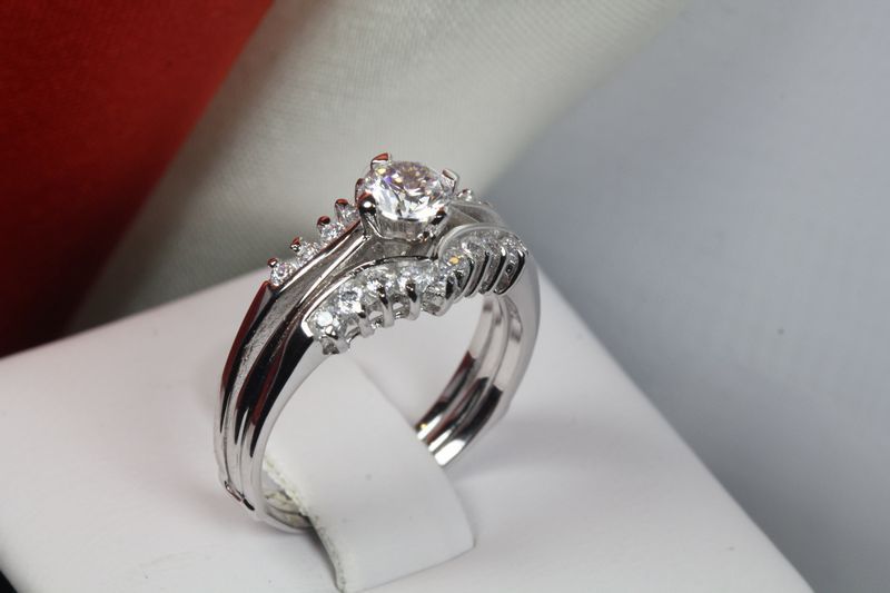 THREE RING STERLING SILVER 925 NICKEL FREE LADIES ENGAGEMENT RING ...