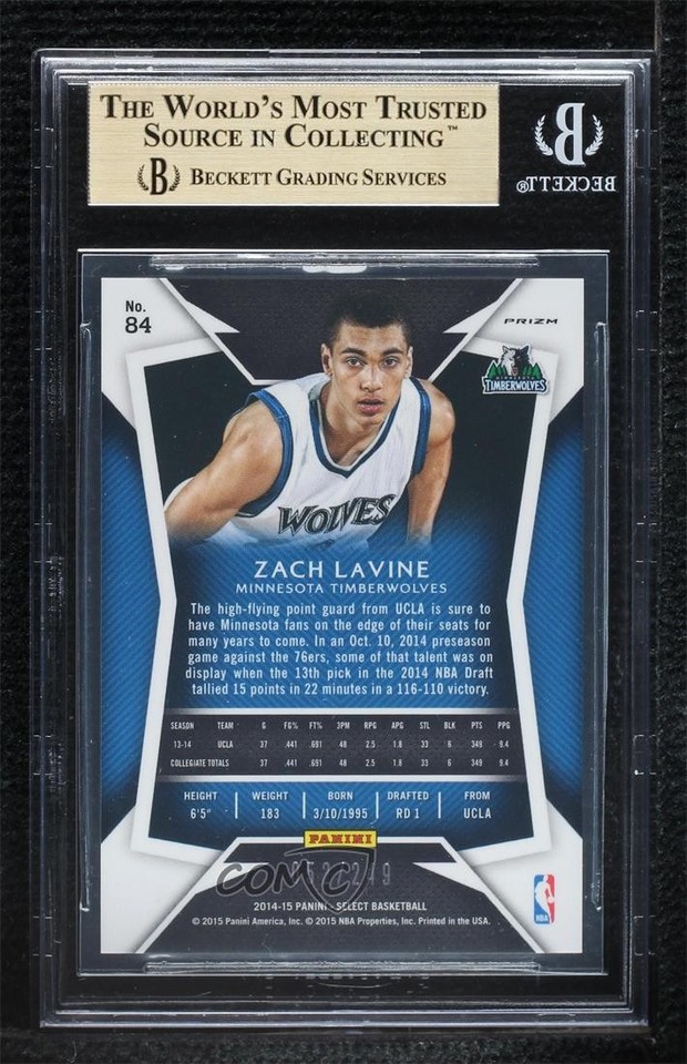 2014 Select Concourse Blue Prizm /249 Zach LaVine #84 BGS 9.5 GEM MINT ...